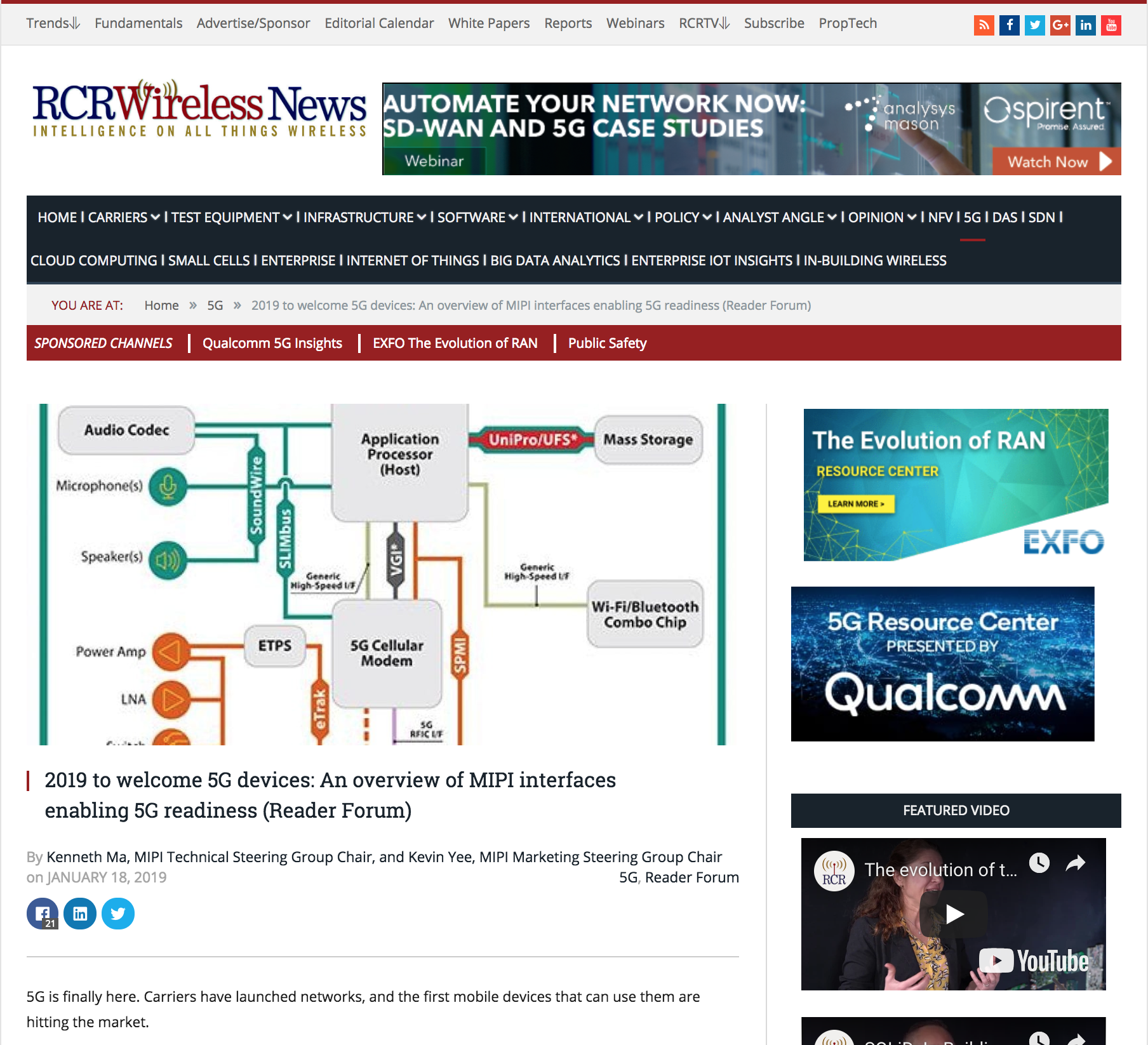 MIPI 5G Readiness Featured in RCR Wireless News
